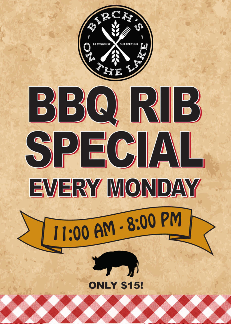 Monday Special Birch's BBQ Rib Special | Birch's on the Lake